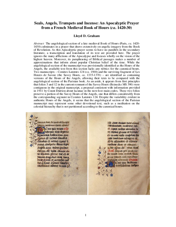 (PDF) Seals, Angels, Trumpets and Incense: An Apocalyptic Prayer from a ...
