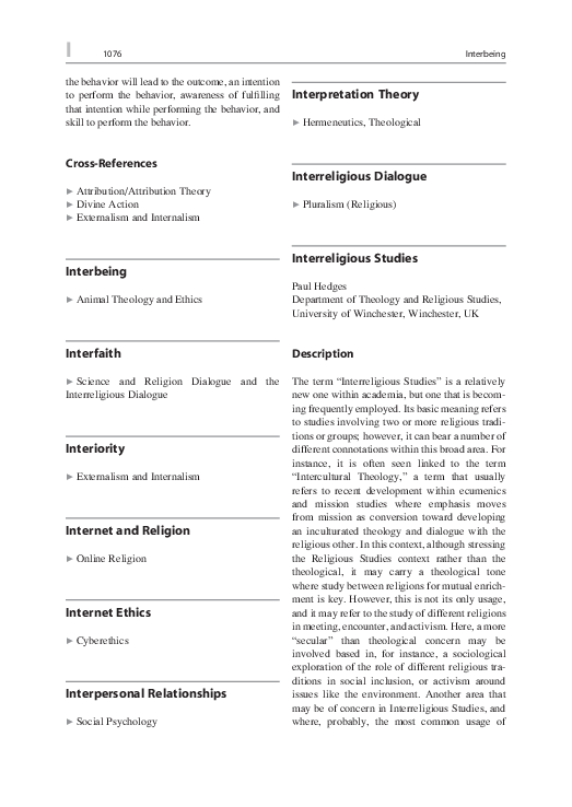 (PDF) Interreligious Studies