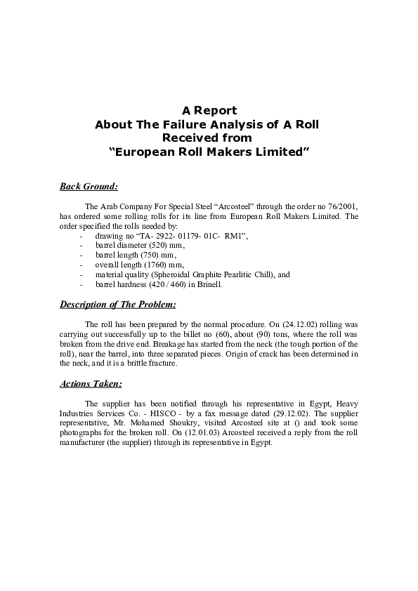 (DOC) Failure Analysis