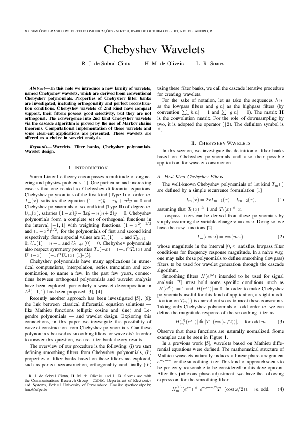 (PDF) Chebyshev Wavelets