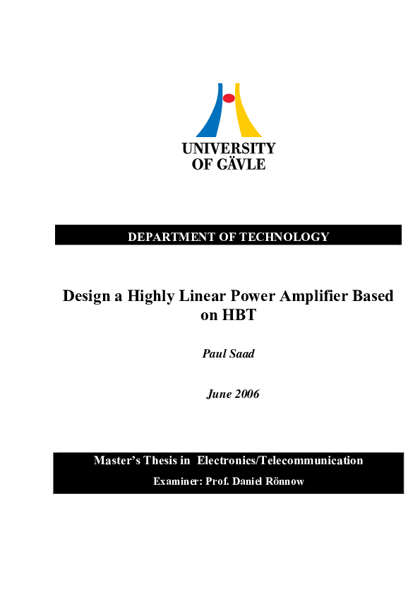 (PDF) Design a Highly Linear Power Amplifier Based on HBT