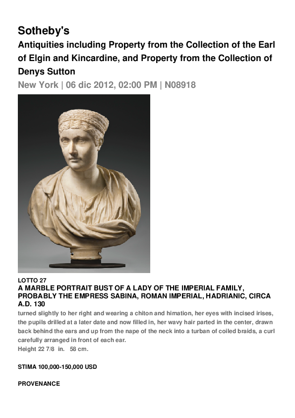 (PDF) Sotheby's New York - vente du 6 décembre 2012, lot 27. Bust of ...