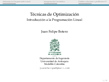 (PDF) Definicí on de Programací on Lineal Interpretací on Geométrica Posibles soluciones a ...