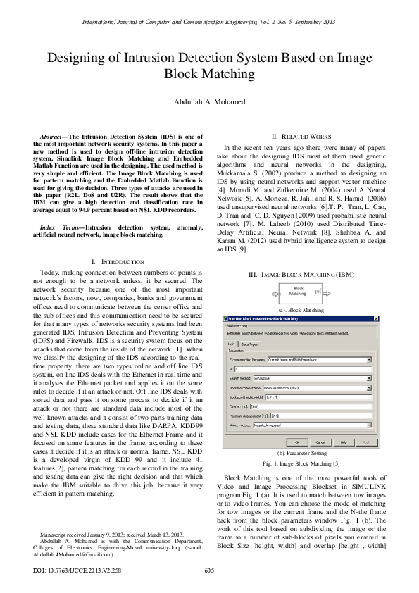 Pdf Designing Of Intrusion Detection System Based On Image Block Matching