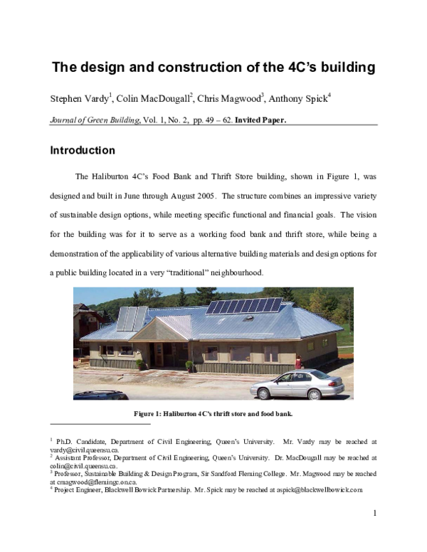 (PDF) The Design and Construction of the 4C's Building