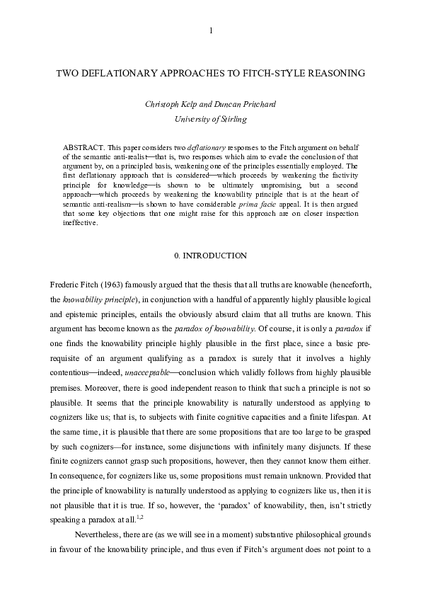 (PDF) Two Deflationary Approaches to Fitch-Style Reasoning.