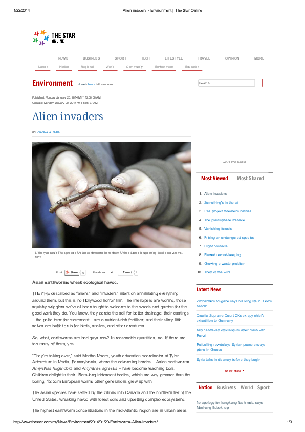 (PDF) Asian earthworms wreak ecological havoc | Mohd Tajuddin Abdullah ...