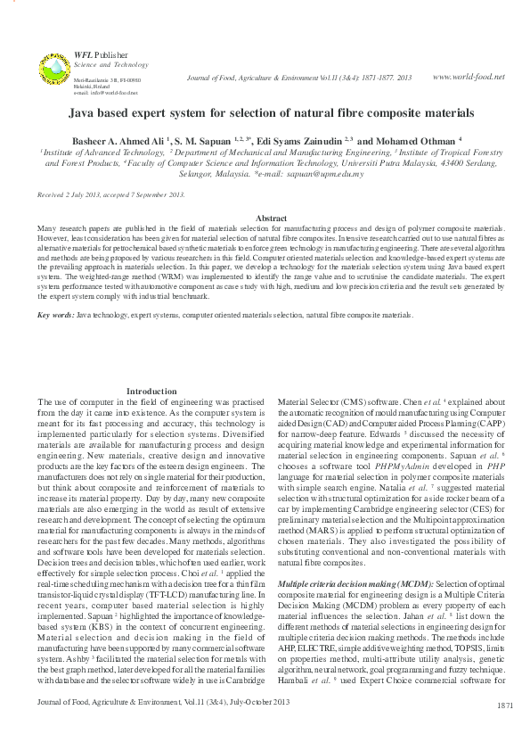 (PDF) Java based expert system for selection of natural fibre composite ...