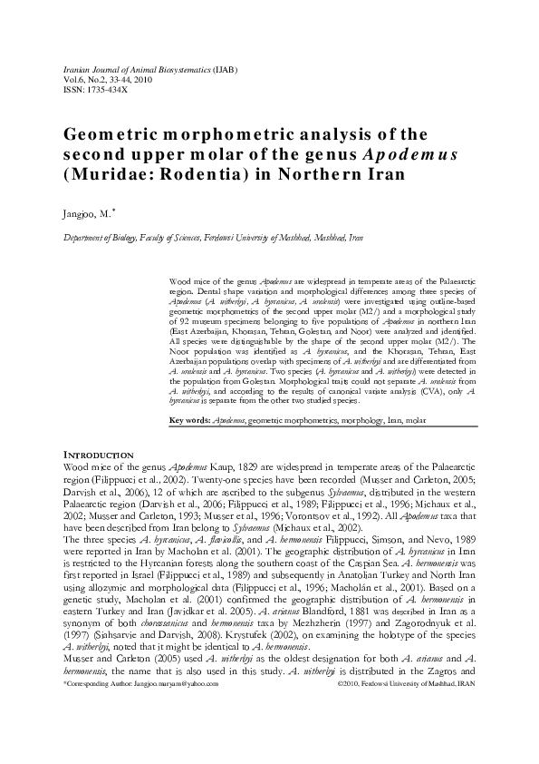 (PDF) Geometric morphometric analysis of the second upper molar of the ...
