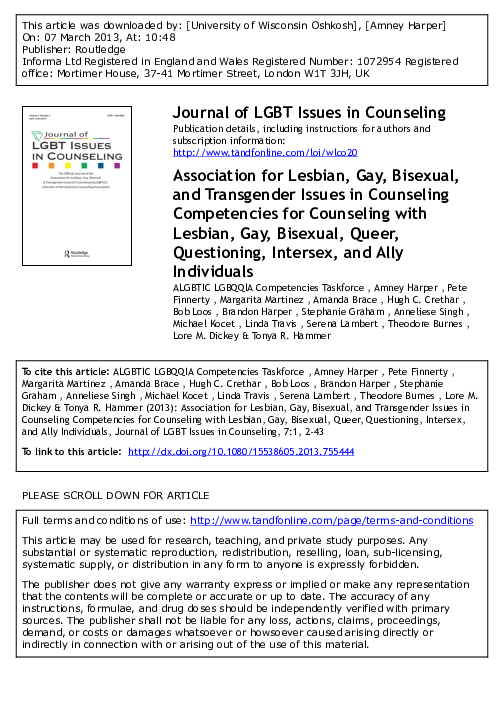 (PDF) ALGBTIC Competencies for Counseling with LGBQQIA Individuals