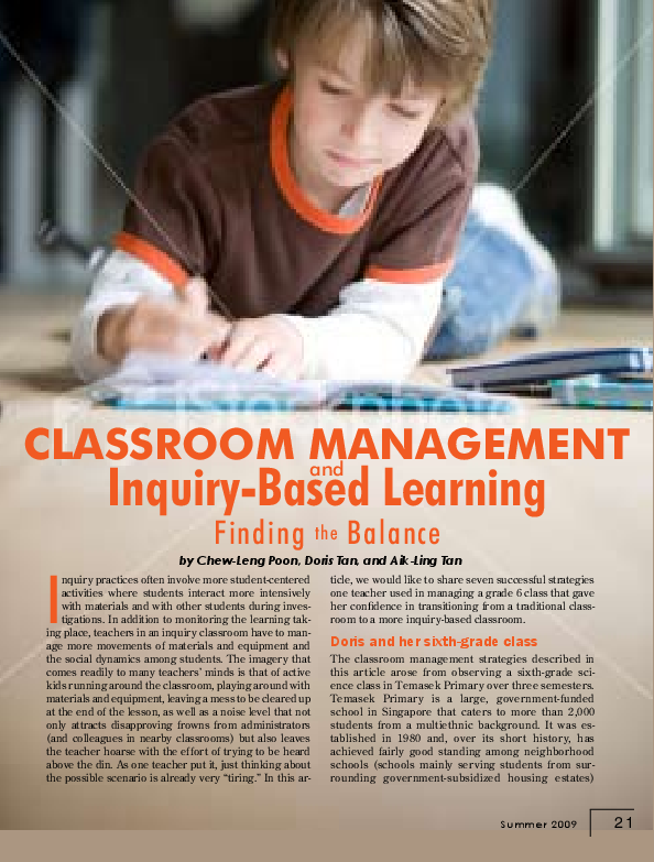 (PDF) Classroom management and inquiry-based learning: Finding the balance