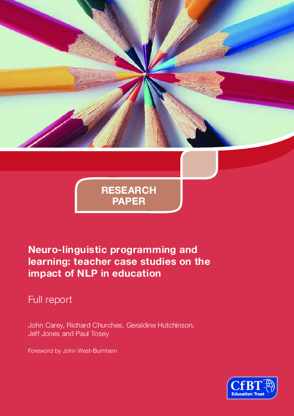Neuro-linguistic programming and learning: teacher case studies on the impact of NLP in ...