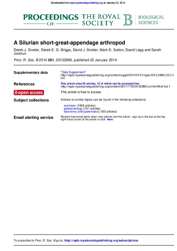 (PDF) A Silurian short-great-appendage arthropod