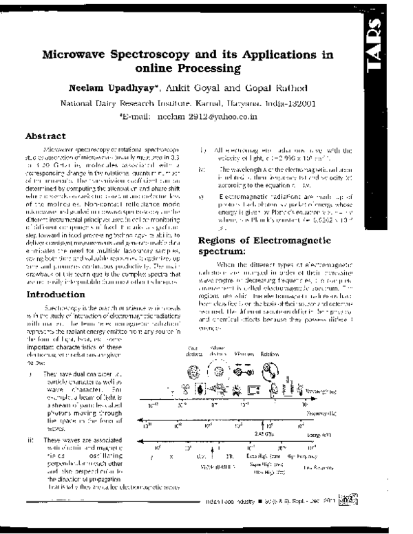 (PDF) Microwave spectroscopy and its applications in online processing
