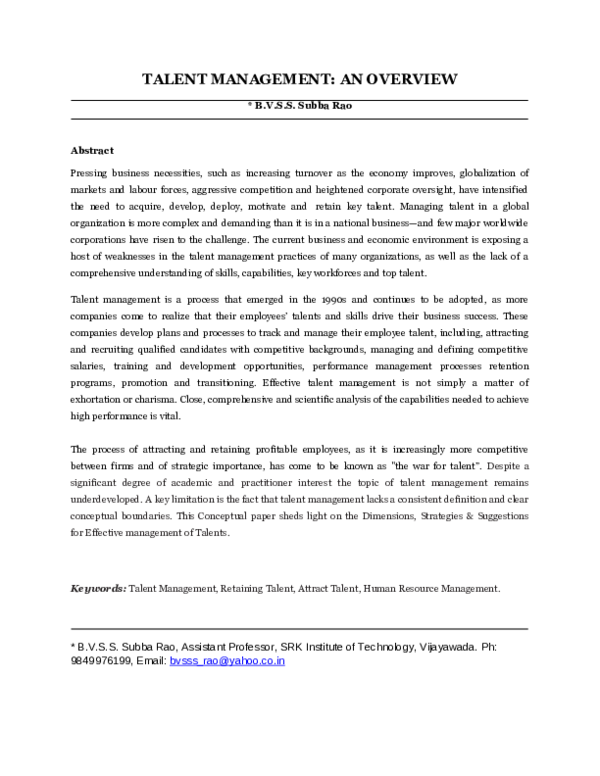 (DOC) Talent Management - An Overview