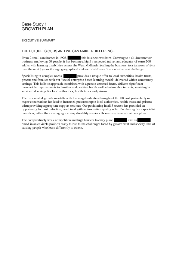 (PDF) Case Study 1 GROWTH PLAN EXECUTIVE SUMMARY THE FUTURE IS OURS AND ...