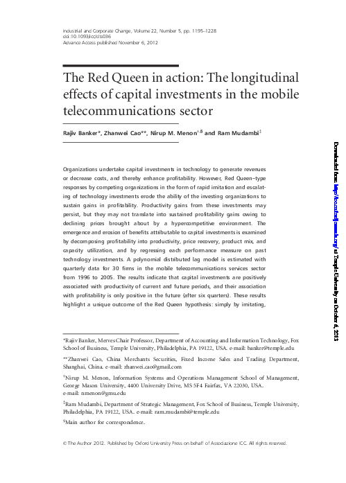 (PDF) The Red Queen in action: The longitudinal effects of capital ...