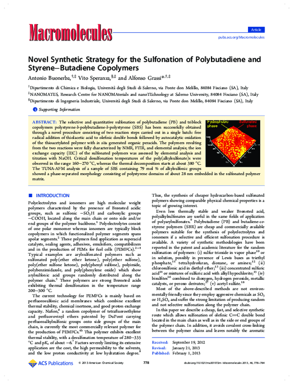 Novel Synthetic Strategy for the Sulfonation of Polybutadiene and ...