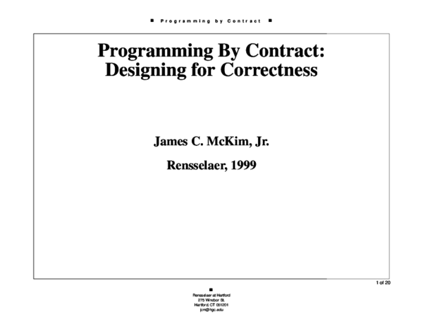 (PDF) Programming By Contract: Designing for Correctness