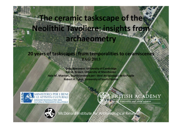 (PDF) The ceramic taskscape of the Neolithic Tavoliere: insights from archaeometry