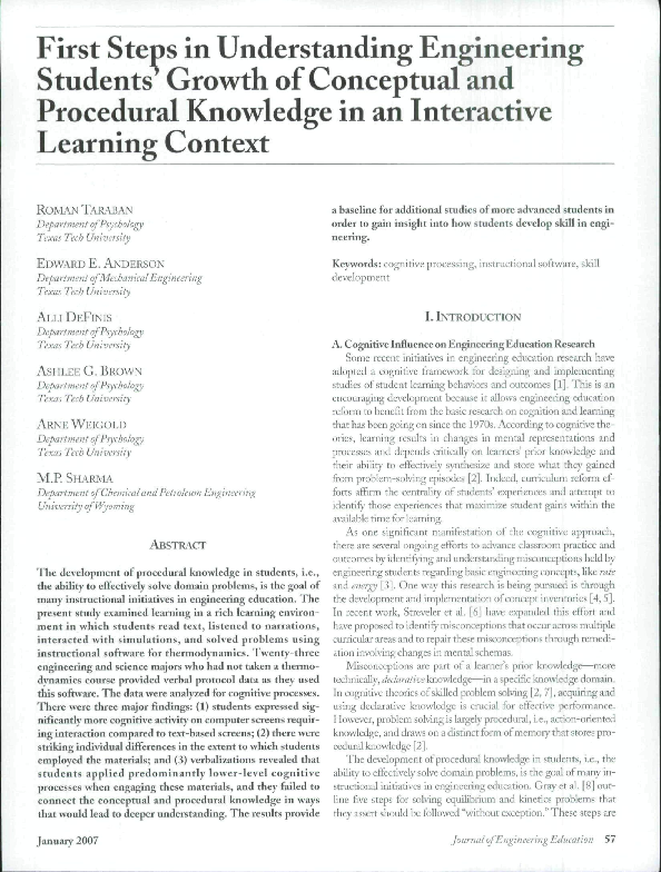 (PDF) First Steps in Understanding Engineering Students Growth of ...