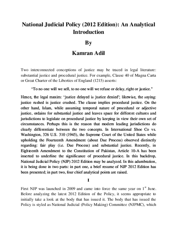(PDF) National Judicial Policy (2012 Edition): An Analytical Introduction