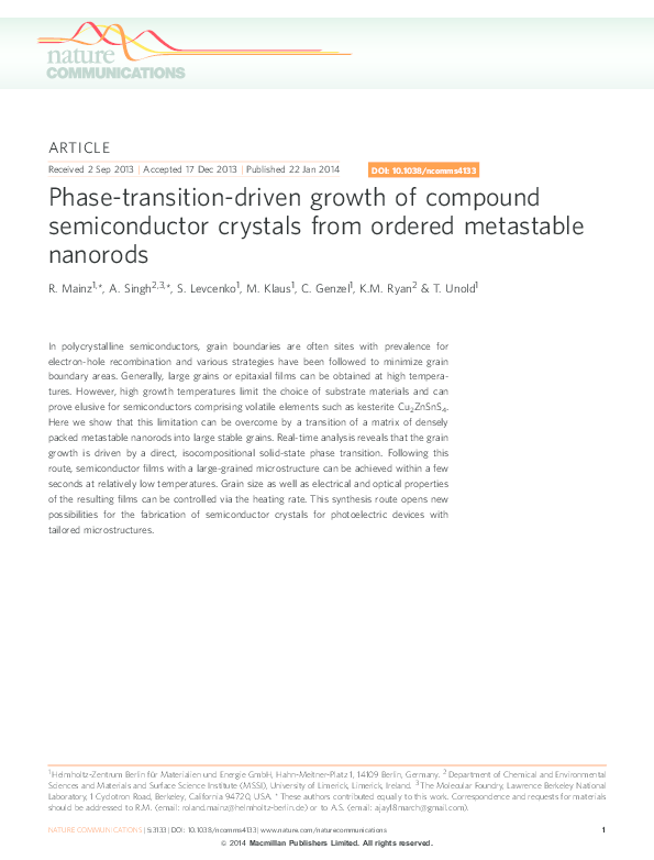 (PDF) Phase-transition-driven growth of compound semiconductor crystals ...