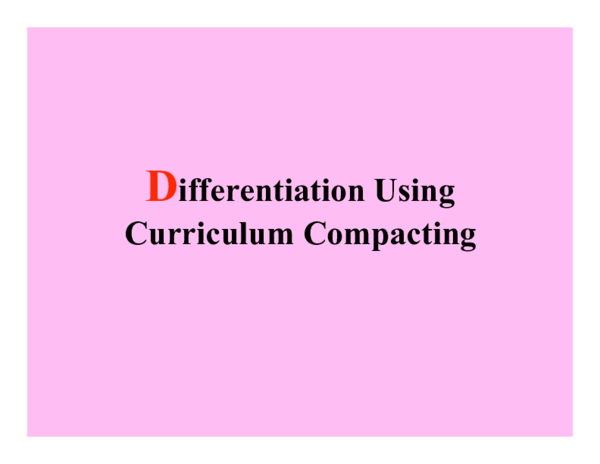 (PDF) Differentiation Using Curriculum Compacting