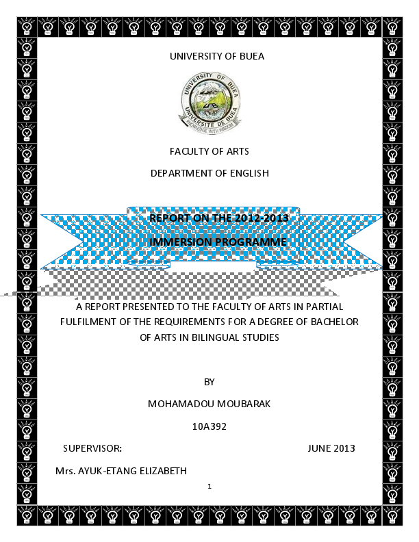 (PDF) Immersion Programme University of Buea