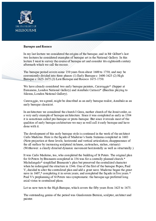 (PDF) Baroque and Rococo