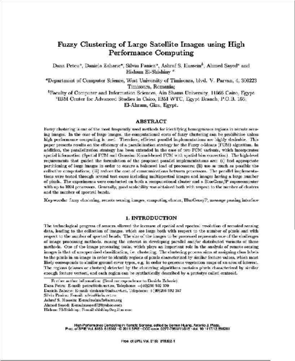 (PDF) Fuzzy Clustering of Large Satellite Images usmg High Performance ...