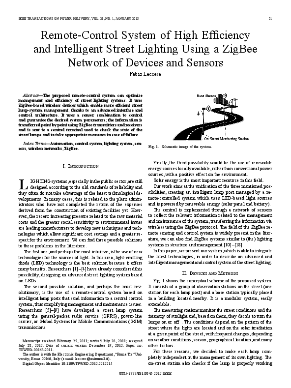 (PDF) Remote-Control System of High Efficiency and Intelligent Street Lighting Using a ZigBee ...
