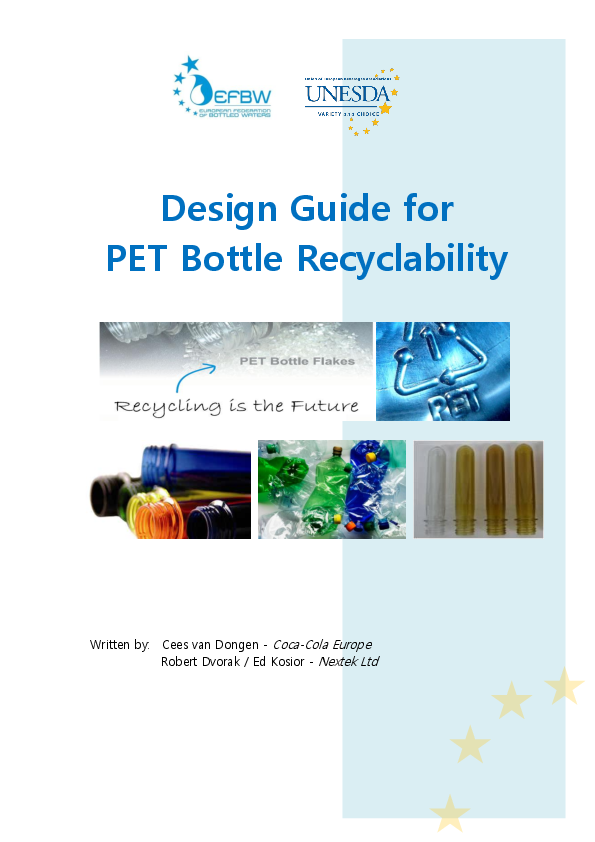 Design Guide for PET Bottle Recyclability Written by: Cees van Dongen ...