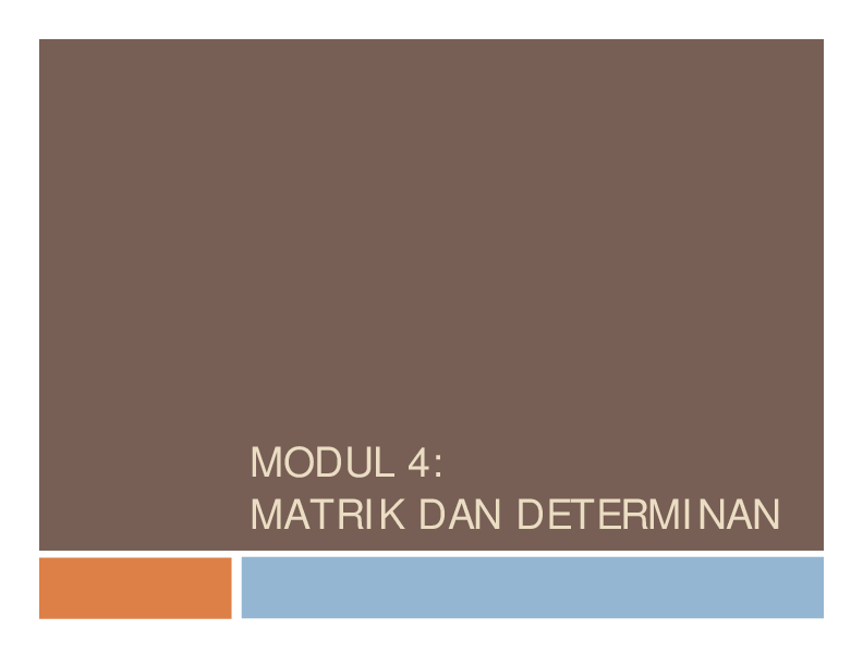 (PDF) MODUL 4: MATRIK DAN DETERMINAN