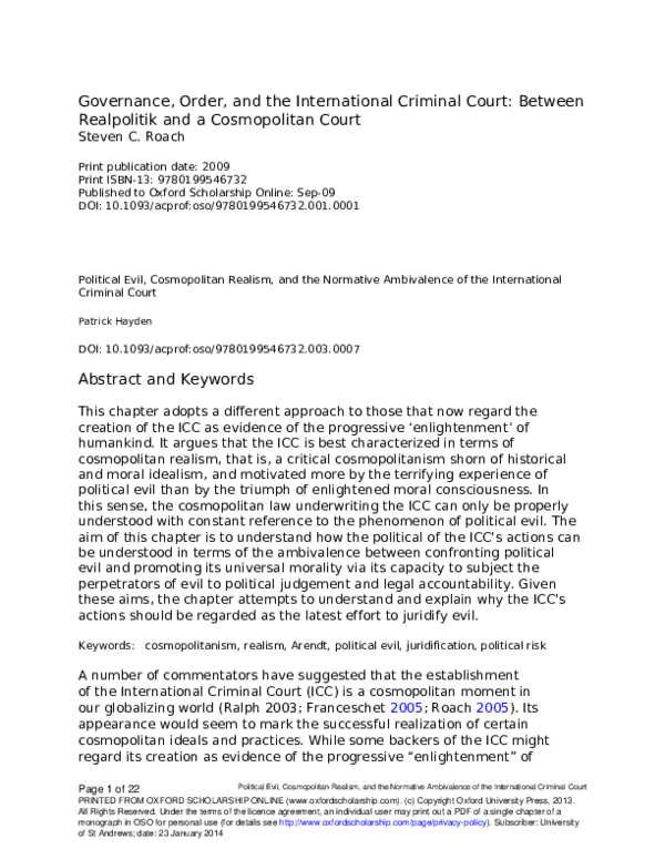 (PDF) Political Evil, Cosmopolitan Realism, and the Normative ...