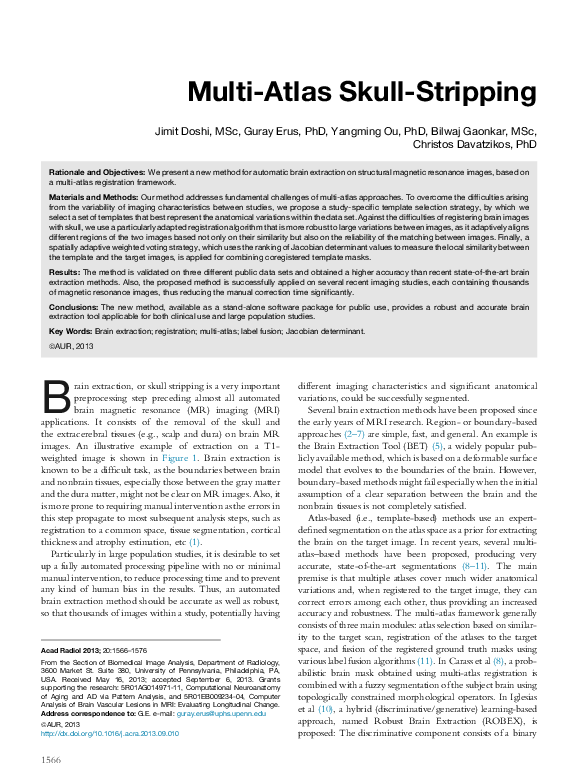 (PDF) Multi-atlas skull-stripping