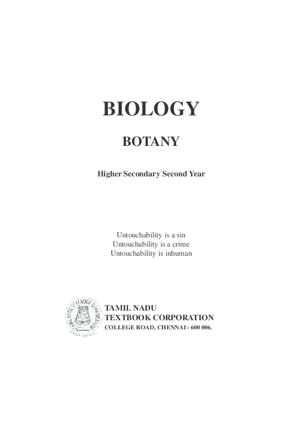 (PDF) BIOLOGY BOTANY Higher Secondary Second Year