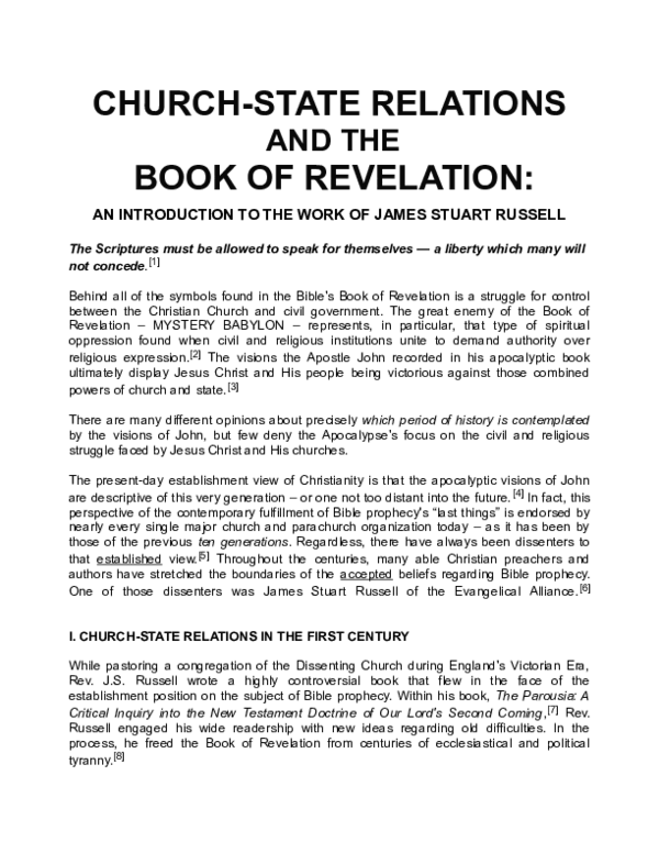 Church-State Relations and the Book of Revelation: An Introduction to ...