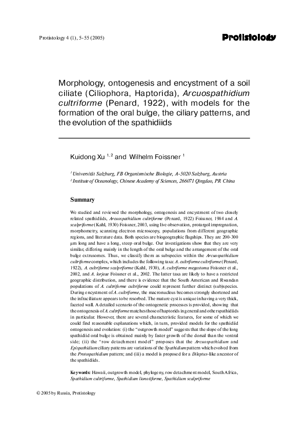 (PDF) Morphology, ontogenesis and encystment of a soil ciliate ...