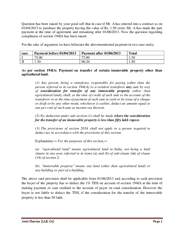 (DOC) section 194IA of income tax act