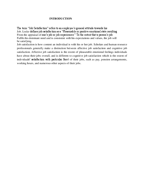 (DOC) Introduction Job satisfaction