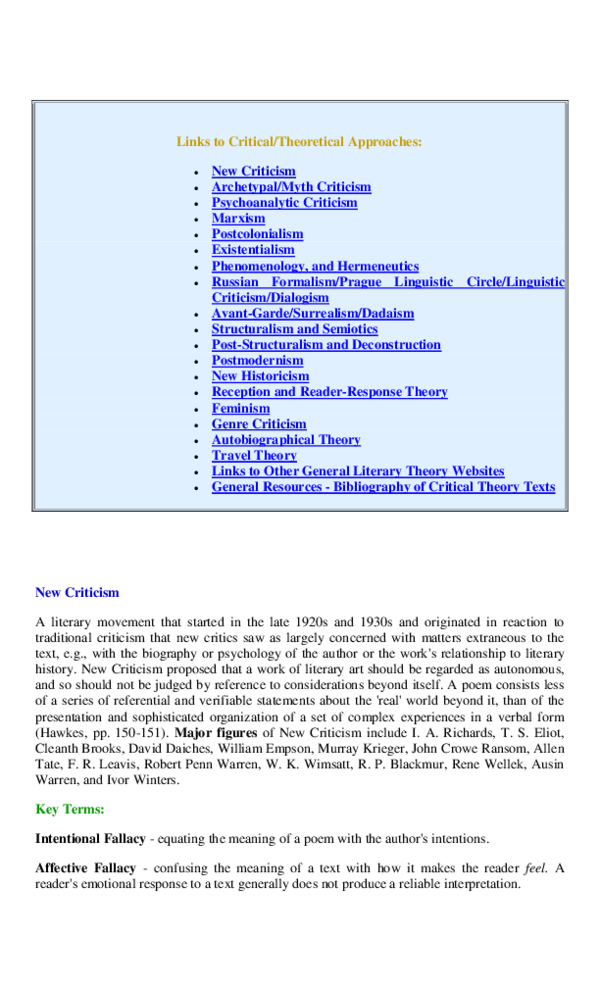 (DOC) Introduction to modern literary theory