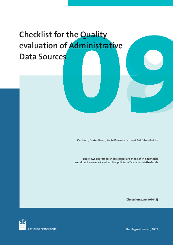 (PDF) Checklist for the Quality evaluation of Administrative Data Sources
