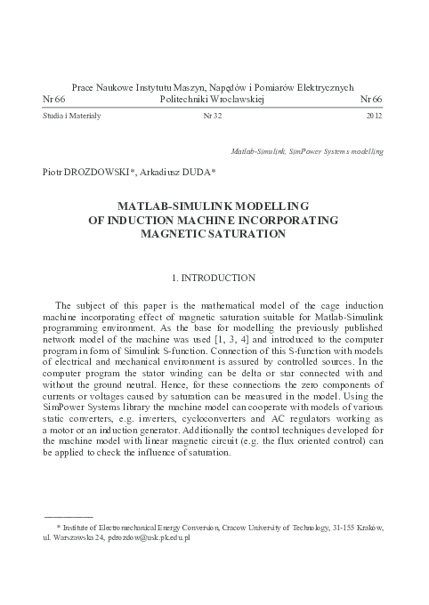 (PDF) Induction MATLAB-SIMULINK MODELLING OF INDUCTION MACHINE ...