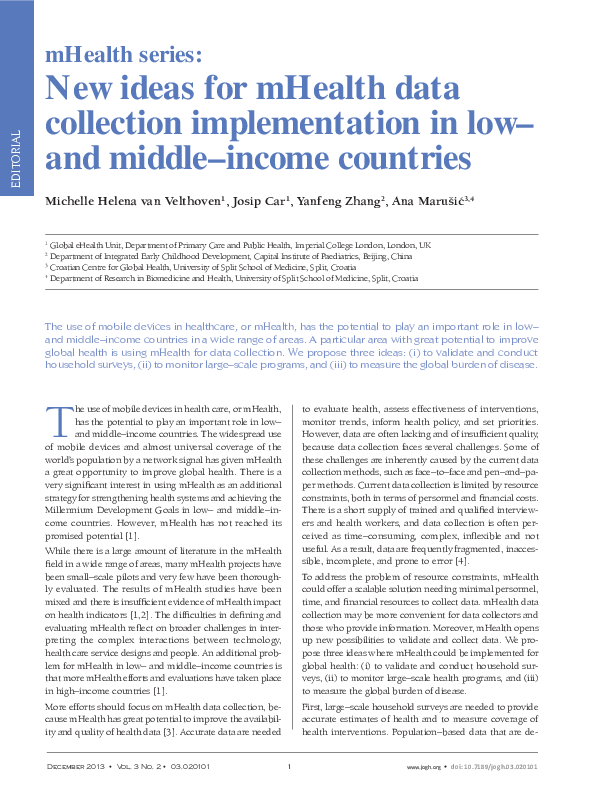 (PDF) mHealth series: New ideas for mHealth data collection ...