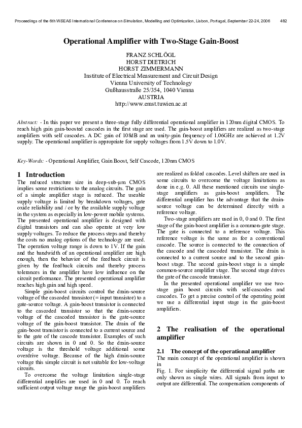 (PDF) Operational Amplifier with Two-Stage Gain-Boost