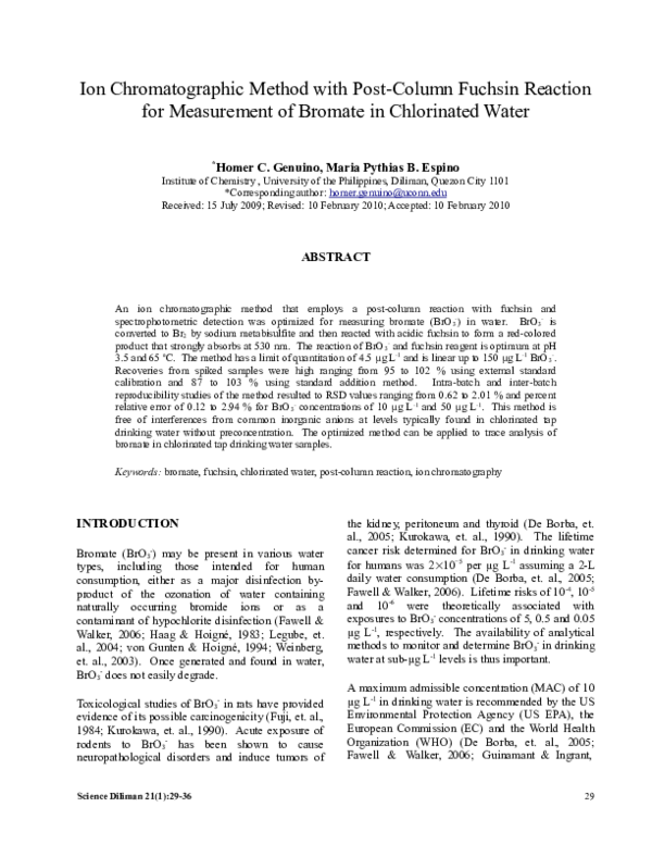 (PDF) Ion Chromatographic Method with Post-Column Fuchsin Reaction for ...