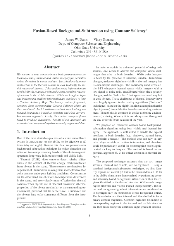 (PDF) Fusion-Based Background-Subtraction using Contour Saliency