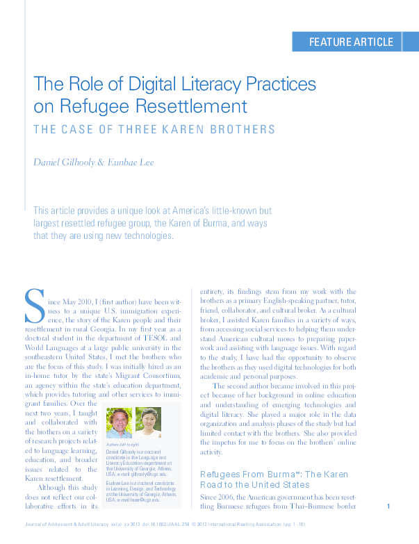 (PDF) The Role of Digital Literacy Practices on Refugee Resettlement ...