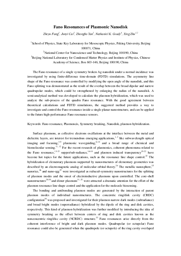 (PDF) Ab initio engineering of Fano resonances | Benjamin Gallinet ...